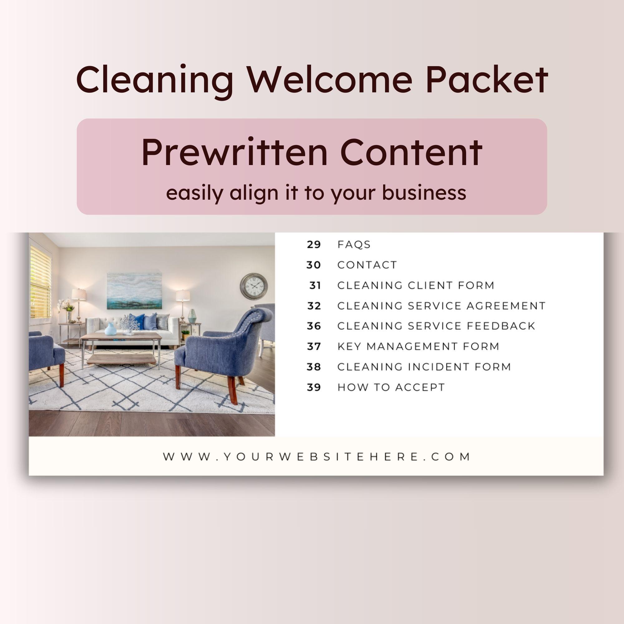 Cleaning Welcome Packet Canva Prewritten Cleaning Business Onboarding ...