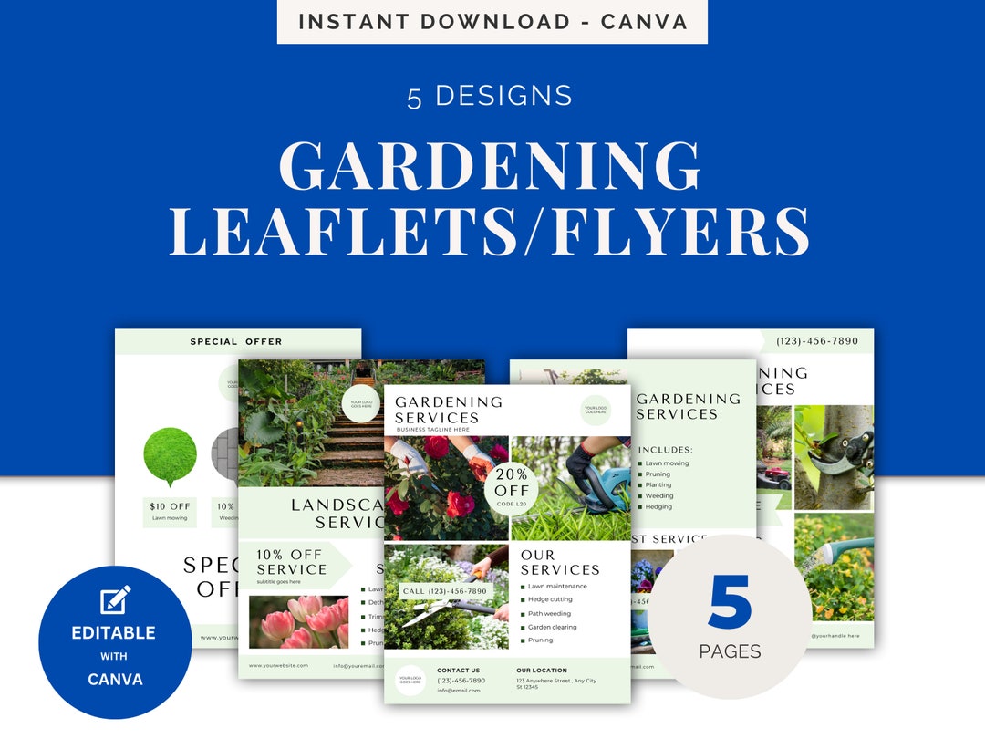 Gardening Services Leaflet Template: Lawn Care Flyer (canva) - Etsy