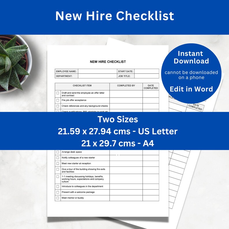 New Hire Checklist for HR Onboarding Small Business New Employee Task ...