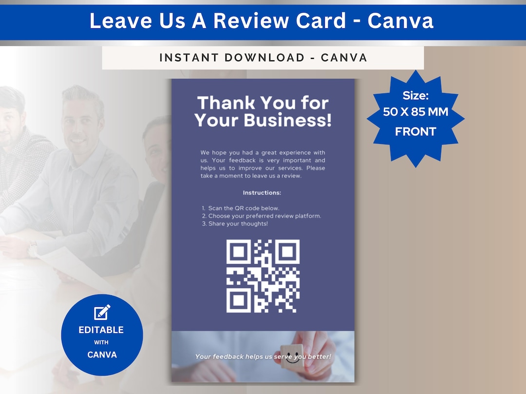 Leave Us A Review Business Card for Customer to Rate Our Business Card ...