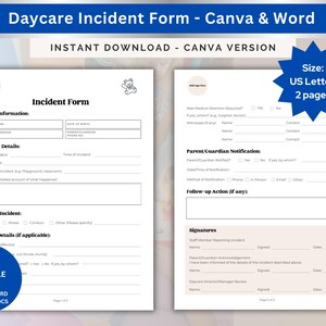 Daycare Incident Report to Log Childcare Injury, Behavior Issues ...