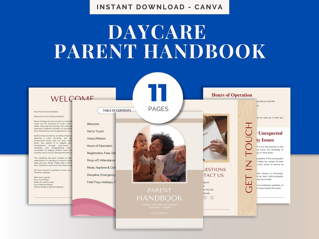 Daycare Parent Handbook Template | Editable Childcare Welcome Packet ...