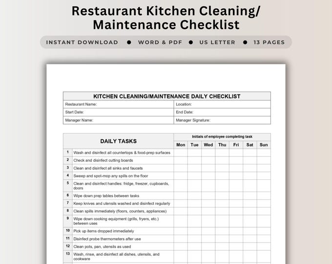 Server Daily Checklist; Restaurant; Cafe; New Hire Training, Mis En ...