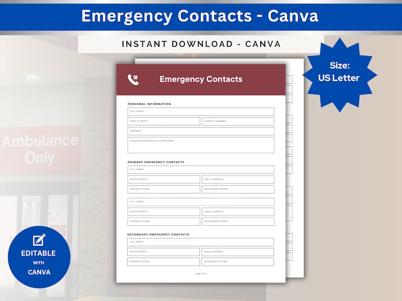 Employee Emergency Contact Numbers List Template Printable PDF ...