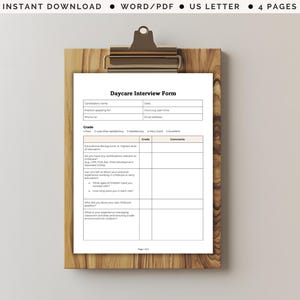 Childcare Hiring Questions for Daycare Interview Form With Example ...