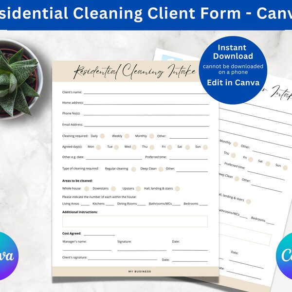 House Cleaning Business Forms - Etsy