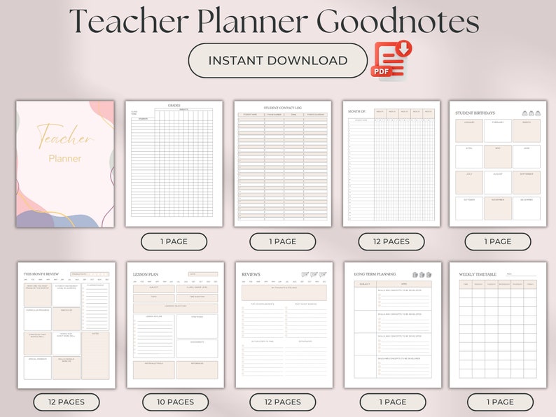 Teacher Planner Goodnotes Undated Weekly, Monthly, Blank Lesson Planner ...