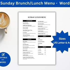 Simple Sunday Brunch Menu for Restaurant Sunday Dinner Black and White ...