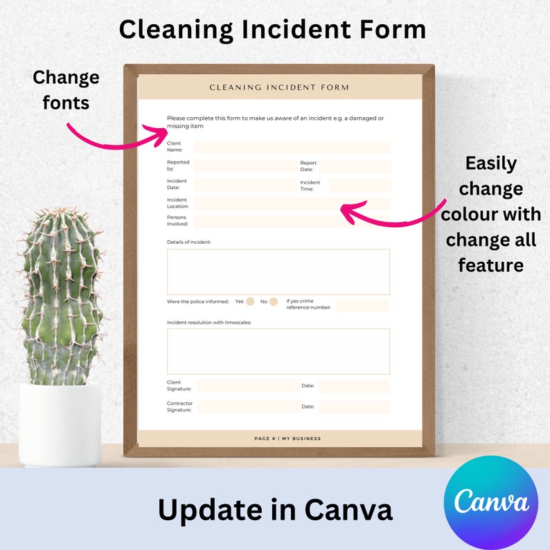 Cleaning Incident Form Template Cleaning Incident Report - Etsy
