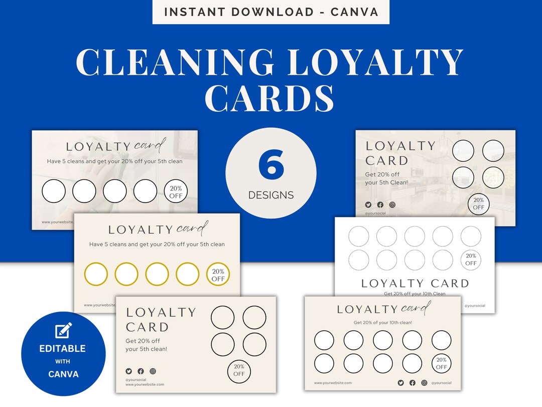 Cleaning Service Loyalty Card Template: Canva Design (5x3 Inches) - Etsy