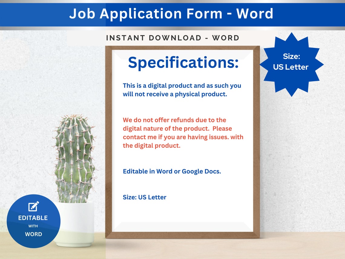 Job Application Form Printable for Employment Application Form PDF ...