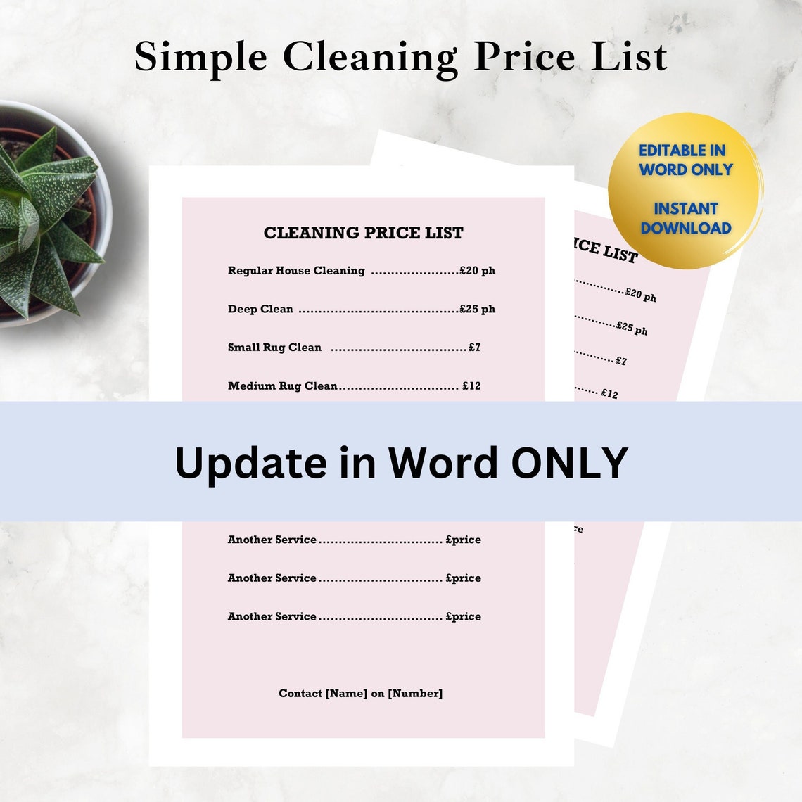 House Clean Price List Price List Word Template Regular - Etsy