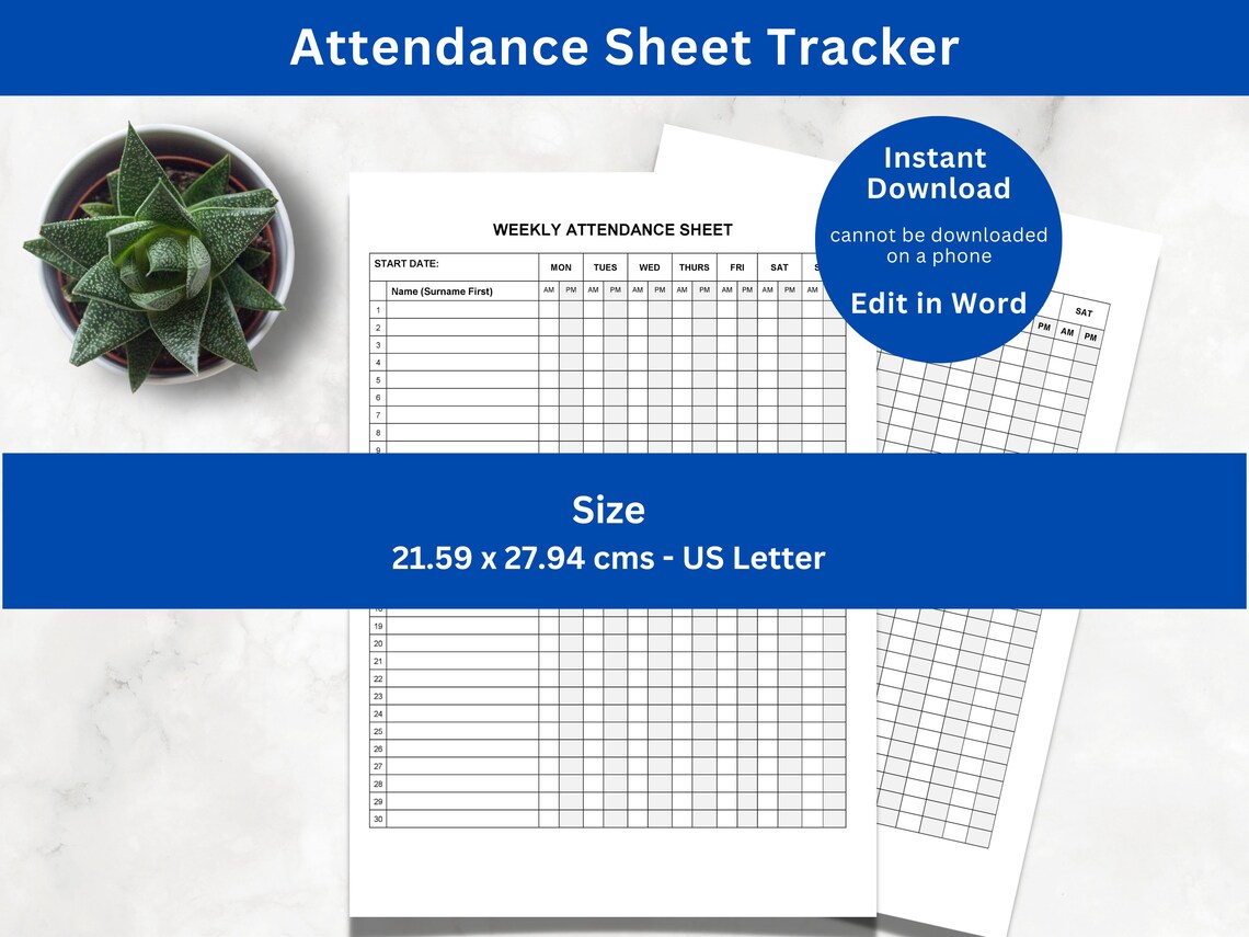 Attendance Sheet Attendance Tracker Student Attendance Class Attendance ...
