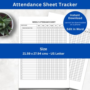 Attendance Sheet Attendance Tracker Student Attendance Class Attendance ...