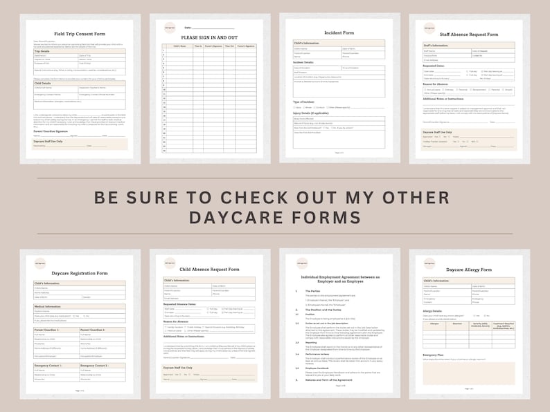 Daycare Job Application Form Template Childcare Center Employee Hiring ...