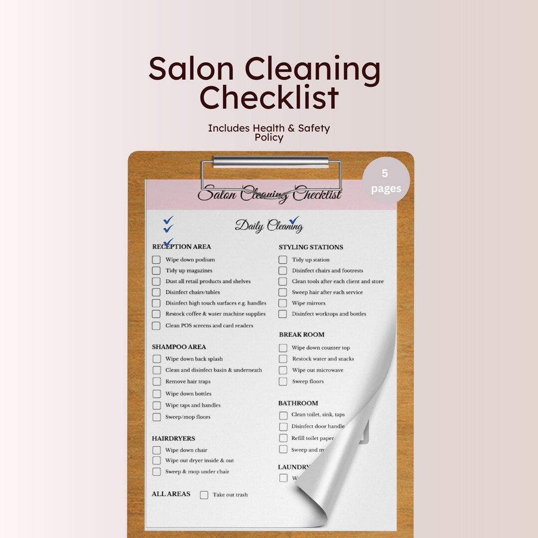 Salon Cleaning Checklist Printable Beauty Salon Hygiene List Daily Hair ...