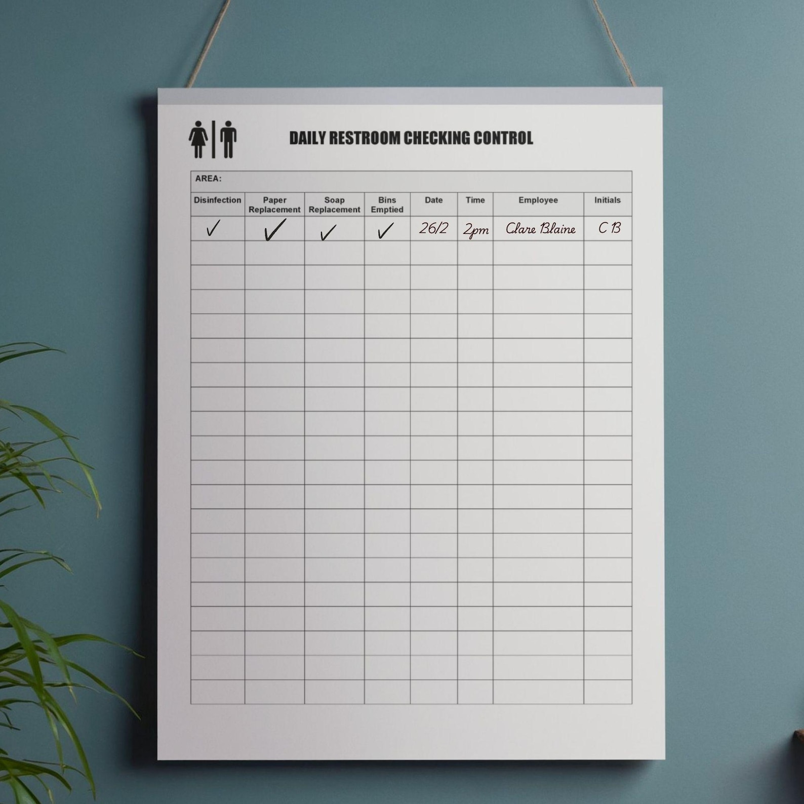 Printable Toilet Cleaning Sign off Sheet Bathroom Cleaning Monitoring ...