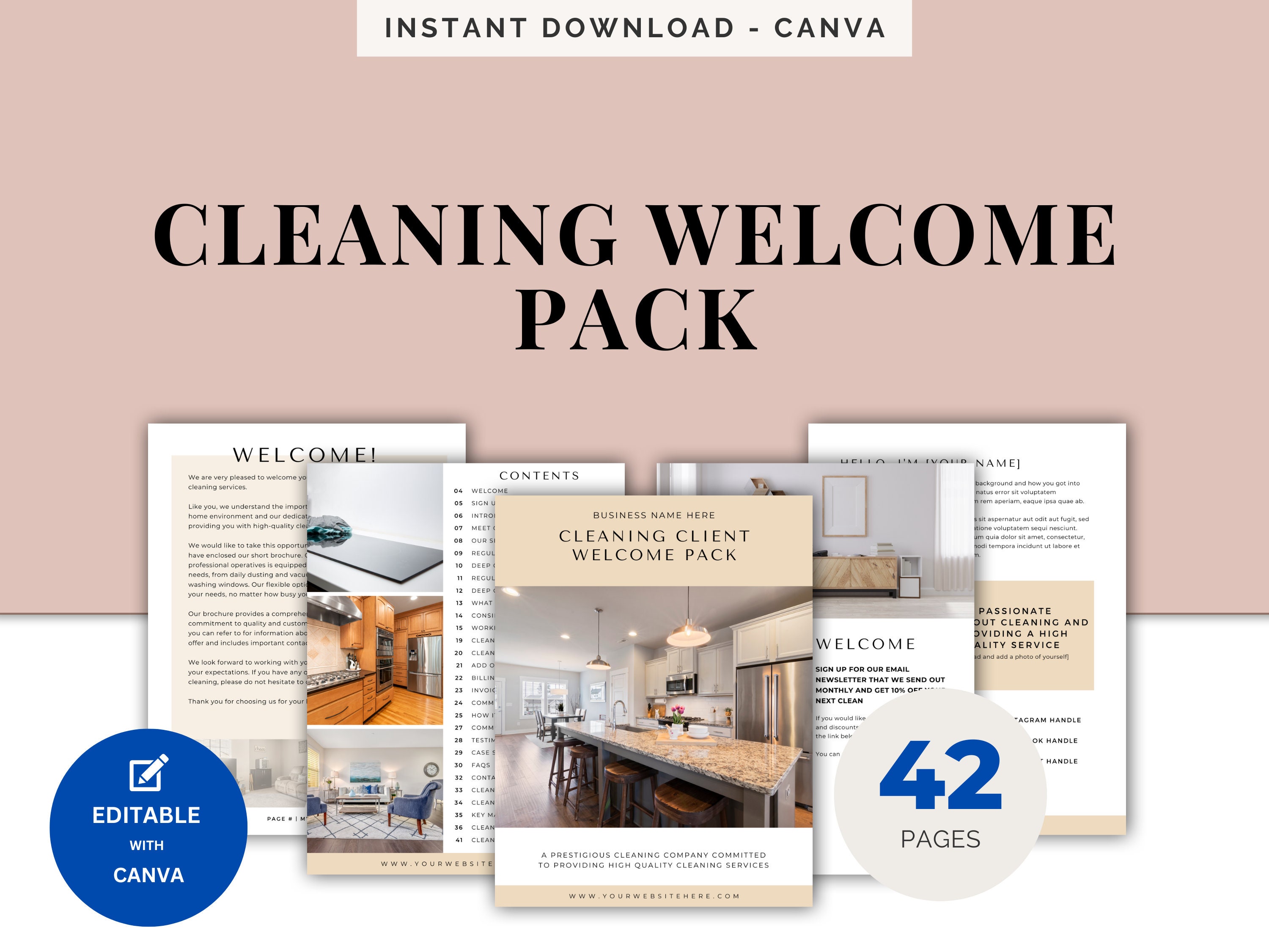 Cleaning Business Client Welcome Packet: 42-page Canva Template - Etsy