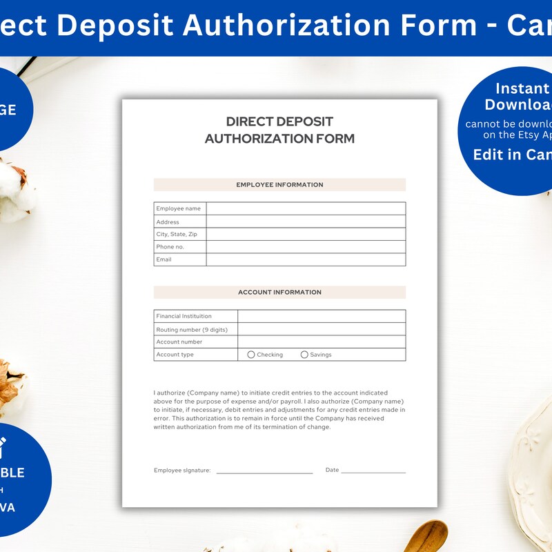 Direct Deposit Form - Etsy