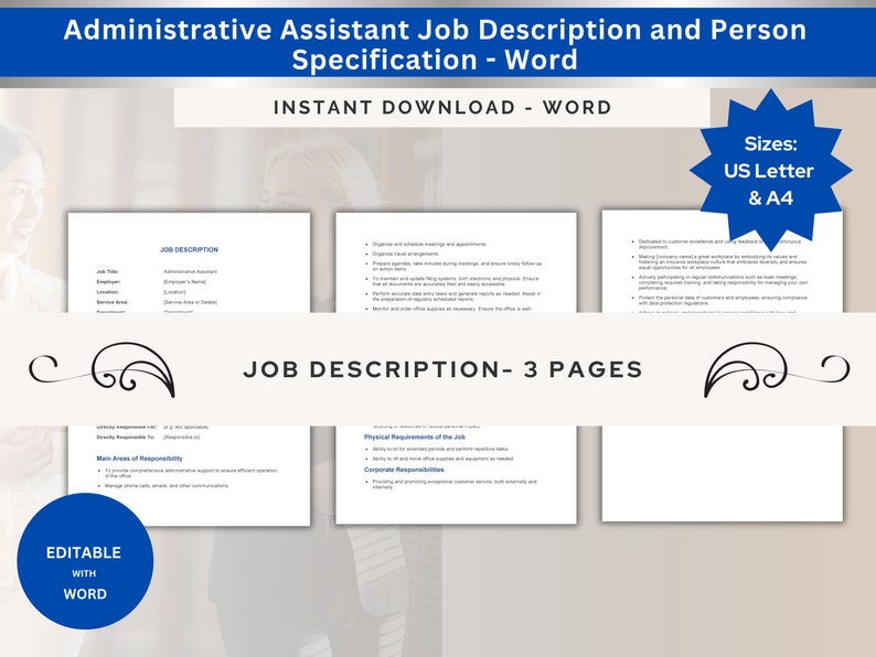 Administrative Assistant Job Description Word & Google Docs Plus Person ...
