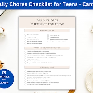 Checklist for Teen Daily Chores to Improve Teen Routine Time Management ...