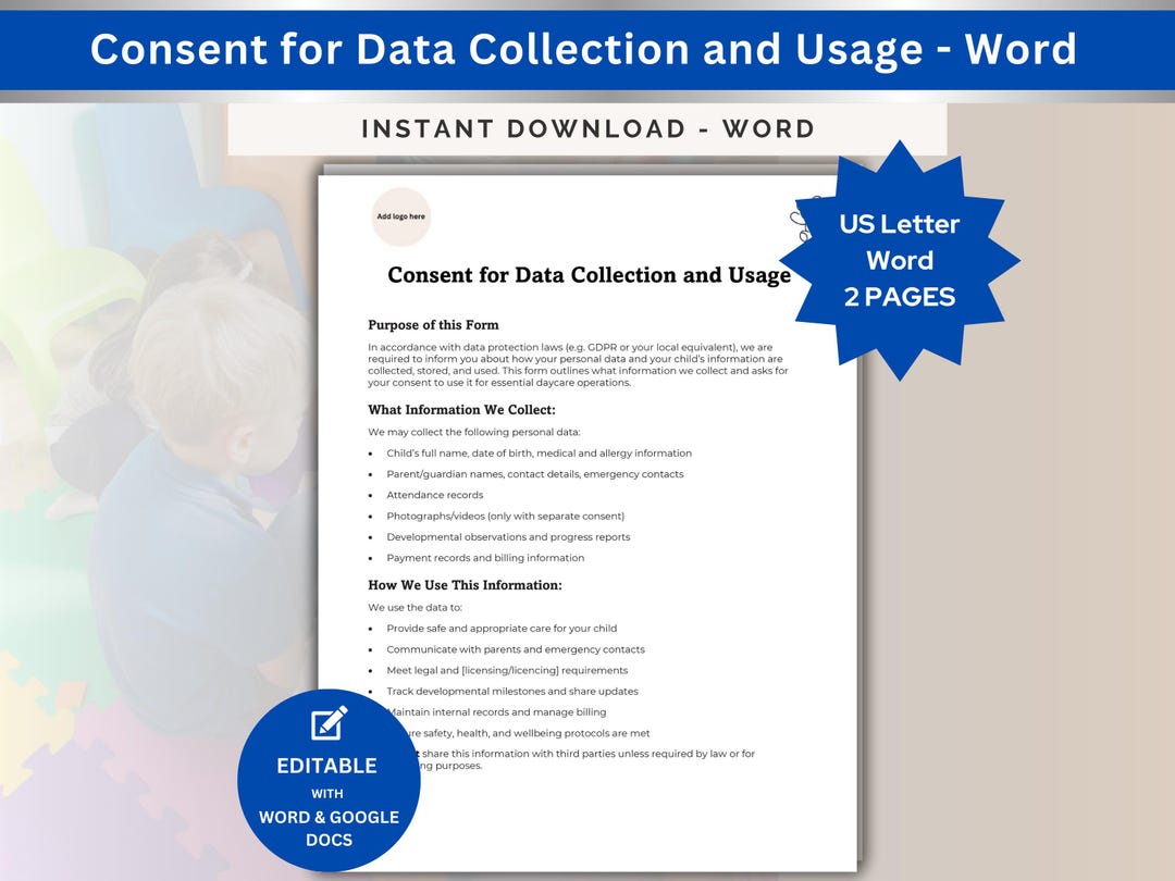 Daycare Consent Form for Data Collection & Usage, Child Information ...
