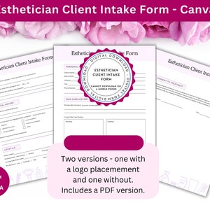 Esthetician Client Intake Form PDF for Beauty Salon Digital Beauty ...