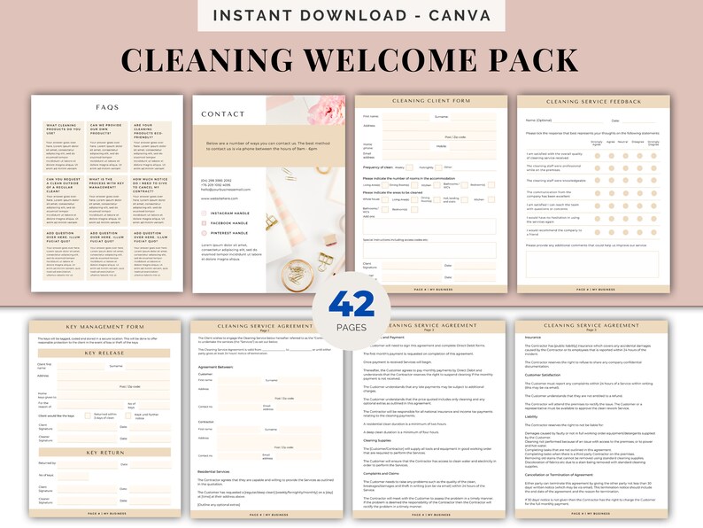 Cleaning Business Client Welcome Packet: 42-page Canva Template - Etsy