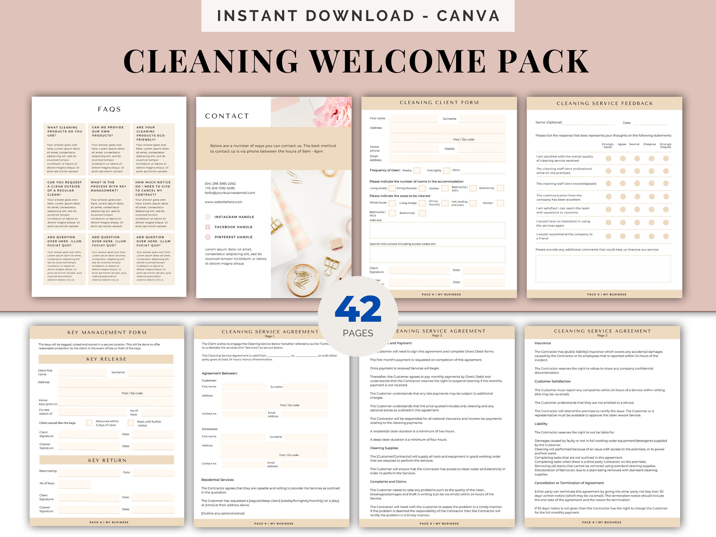 Cleaning Business Client Welcome Packet: 42-page Canva Template - Etsy