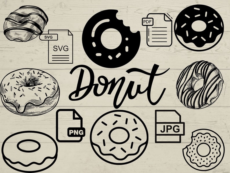 Donut Outline Svg,donut Silhouette Svg,donut Svg Bundle Cut File for ...
