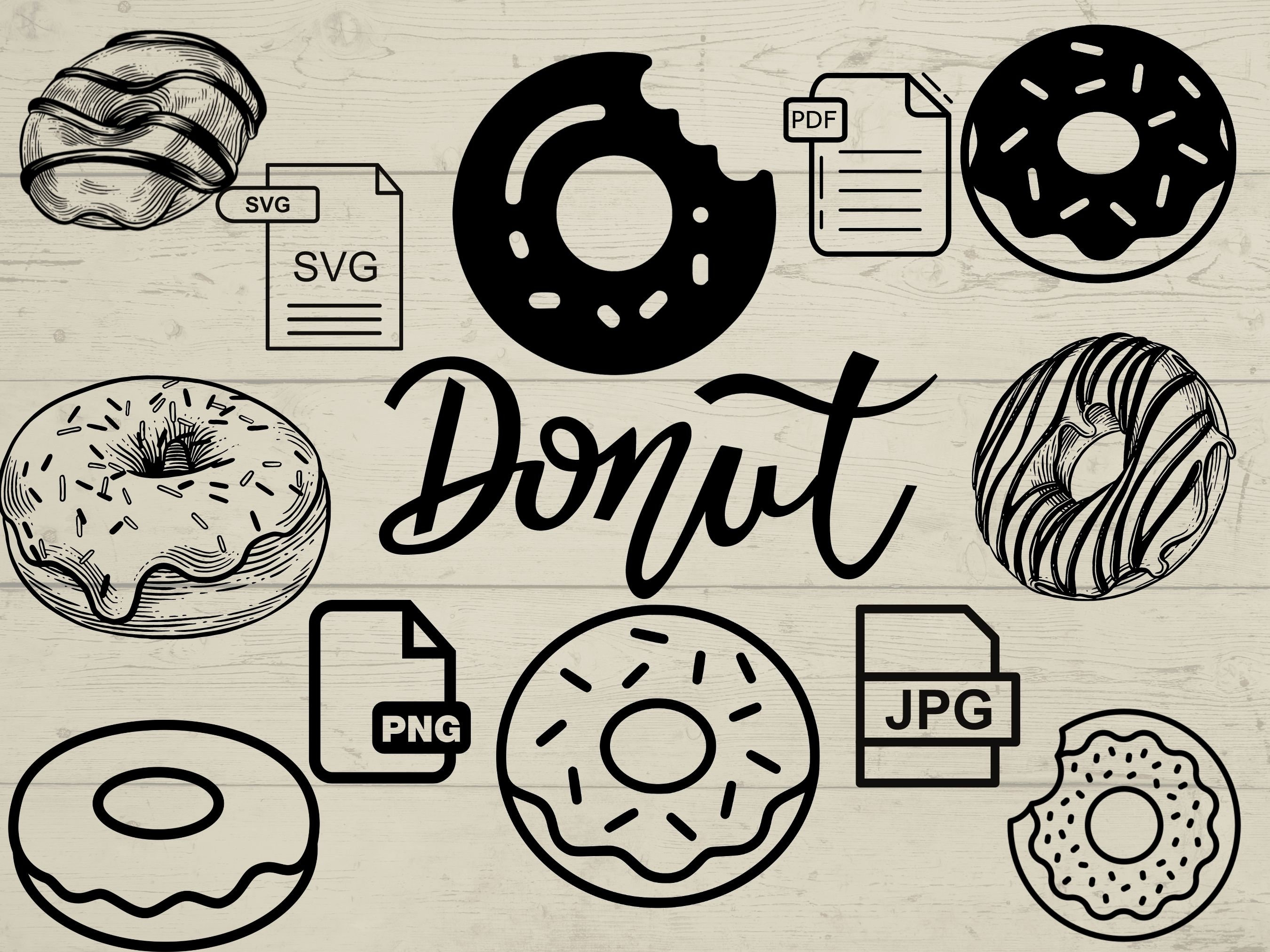 Donut Outline Svg,donut Silhouette Svg,donut Svg Bundle Cut File for ...