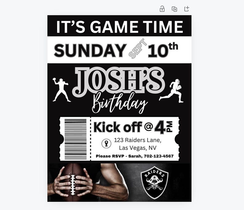 Raiders Birthday Invitation - Etsy