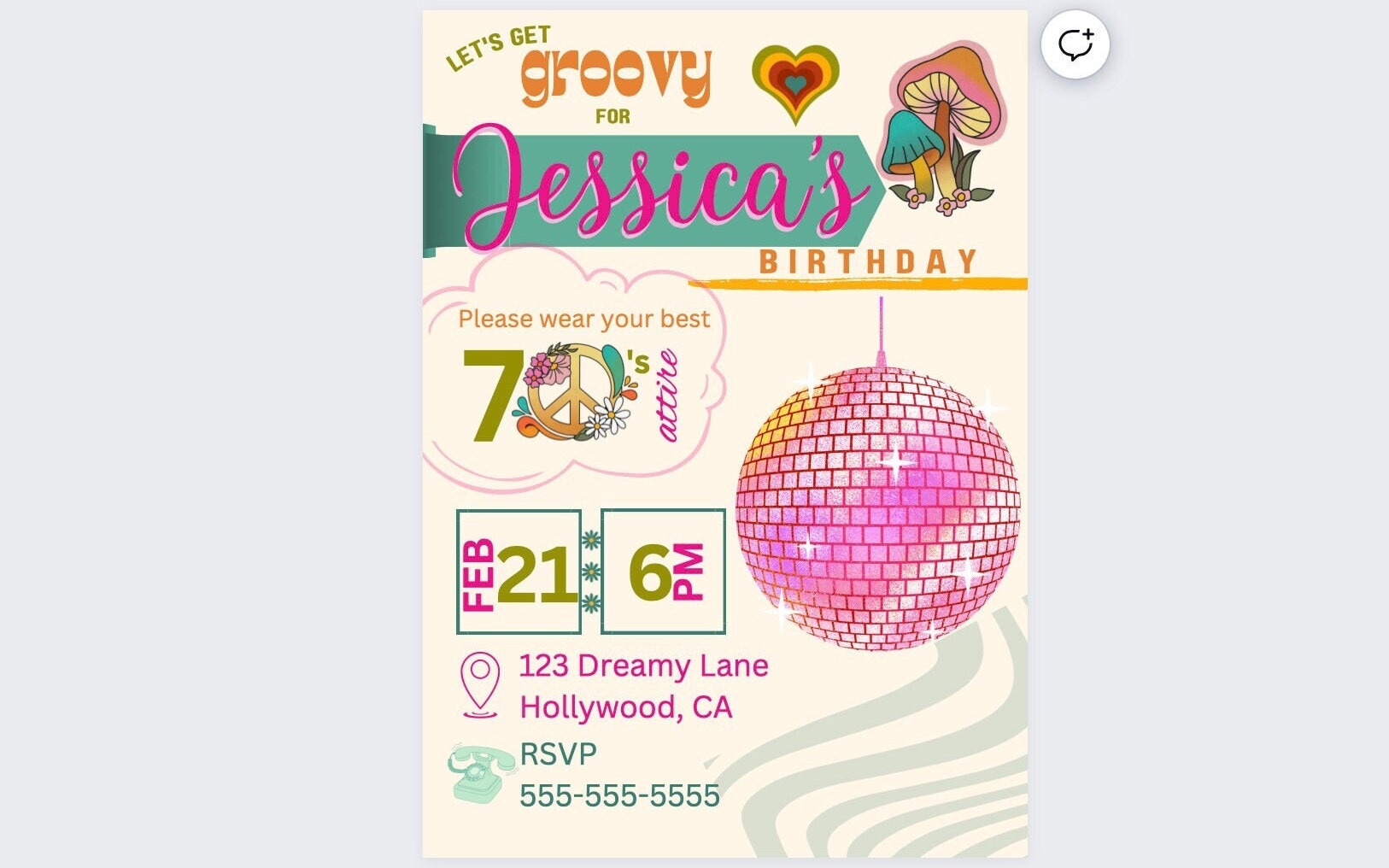 70's Themed Birthday Party Invitation - Etsy