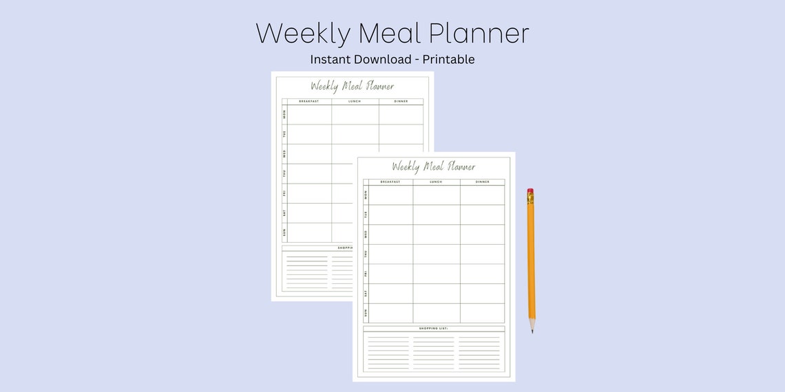 Simple Weekly Meal Planner Printable A4 PDF - Etsy