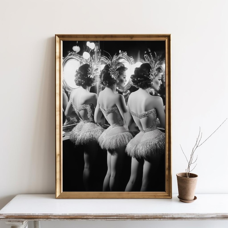 Vintage Showgirls Backstage Photograph, Classic Black and White Poster ...