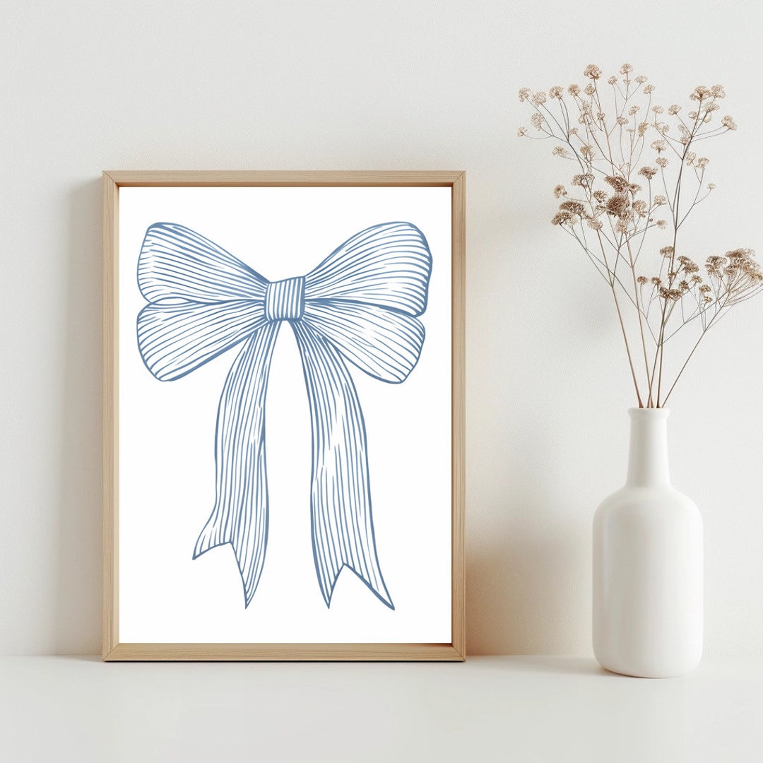 Hair Bow Art Print, Coastal Aesthetic, Watercolor Vintage Art Print ...