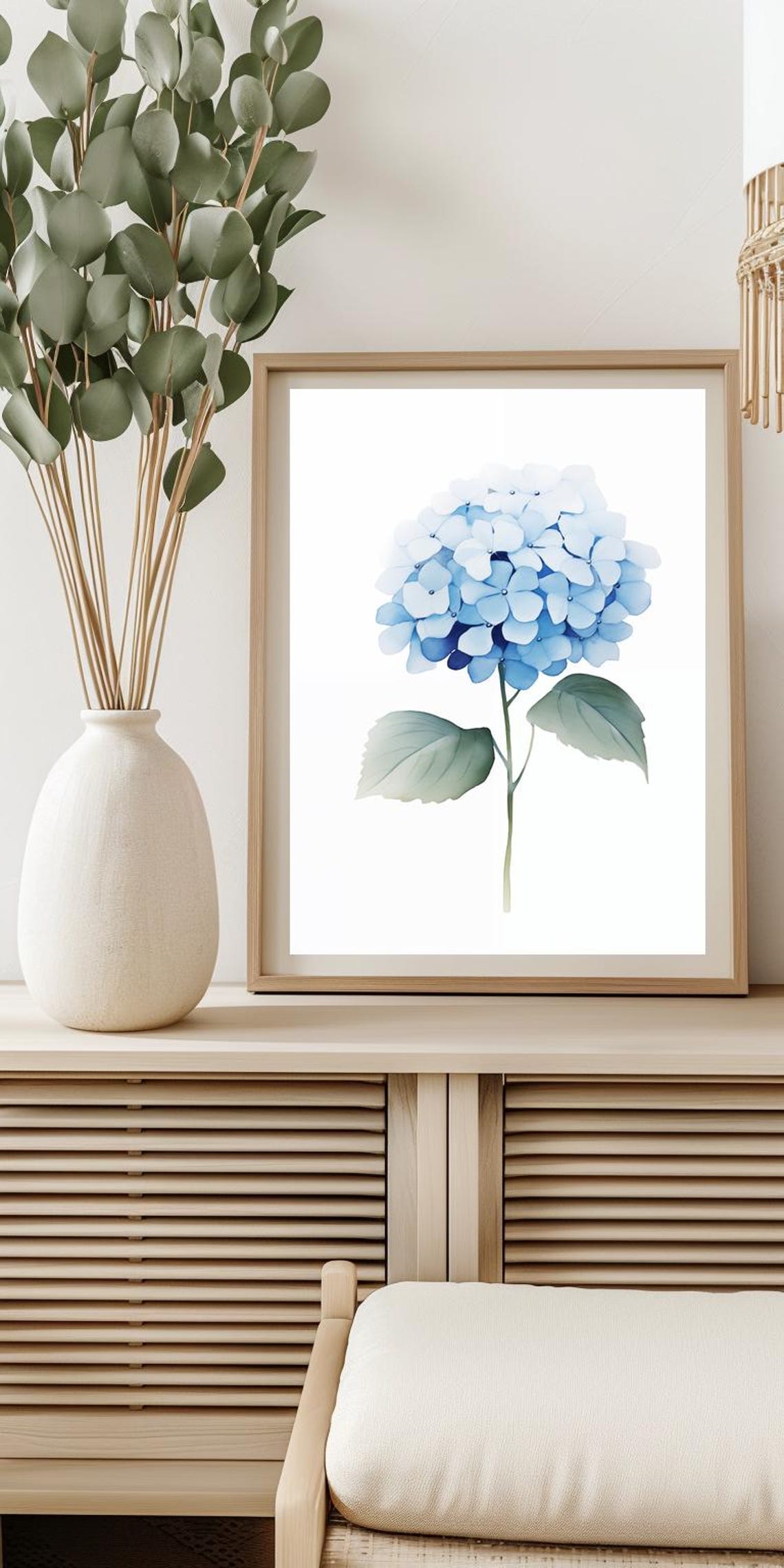 Blue Watercolor Hydrangea Art Prints, Minimalist Colorful Wall Decor ...