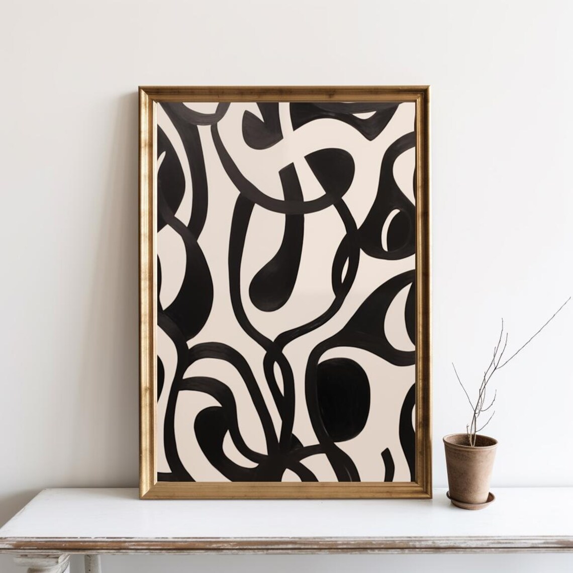 Black Lines Wall Painting, Black Abstract Art Print, Abstract Wall Art ...