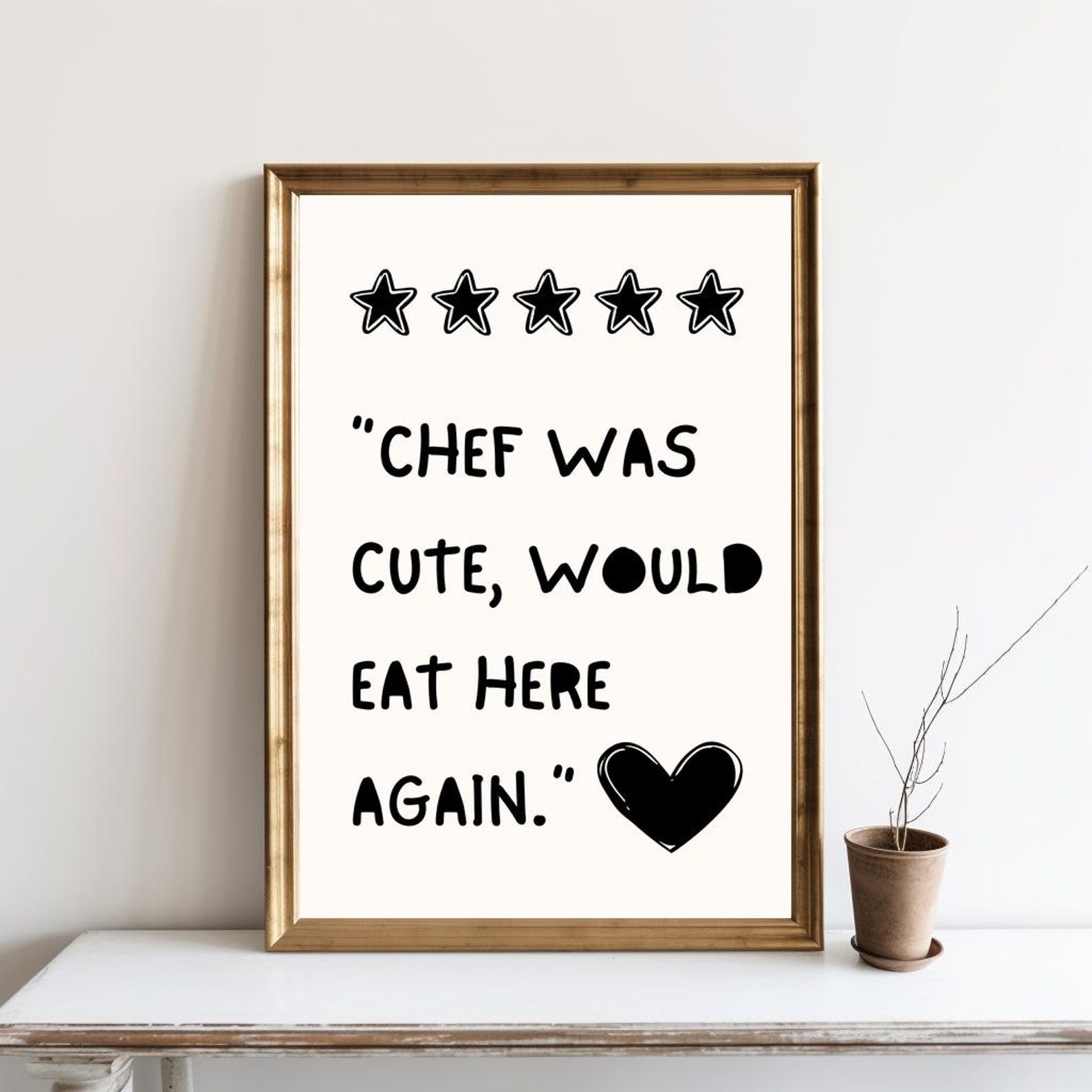 Chef Was Cute Kitchen Wall Art, Minimalist Kitchen Art Print, Cute ...