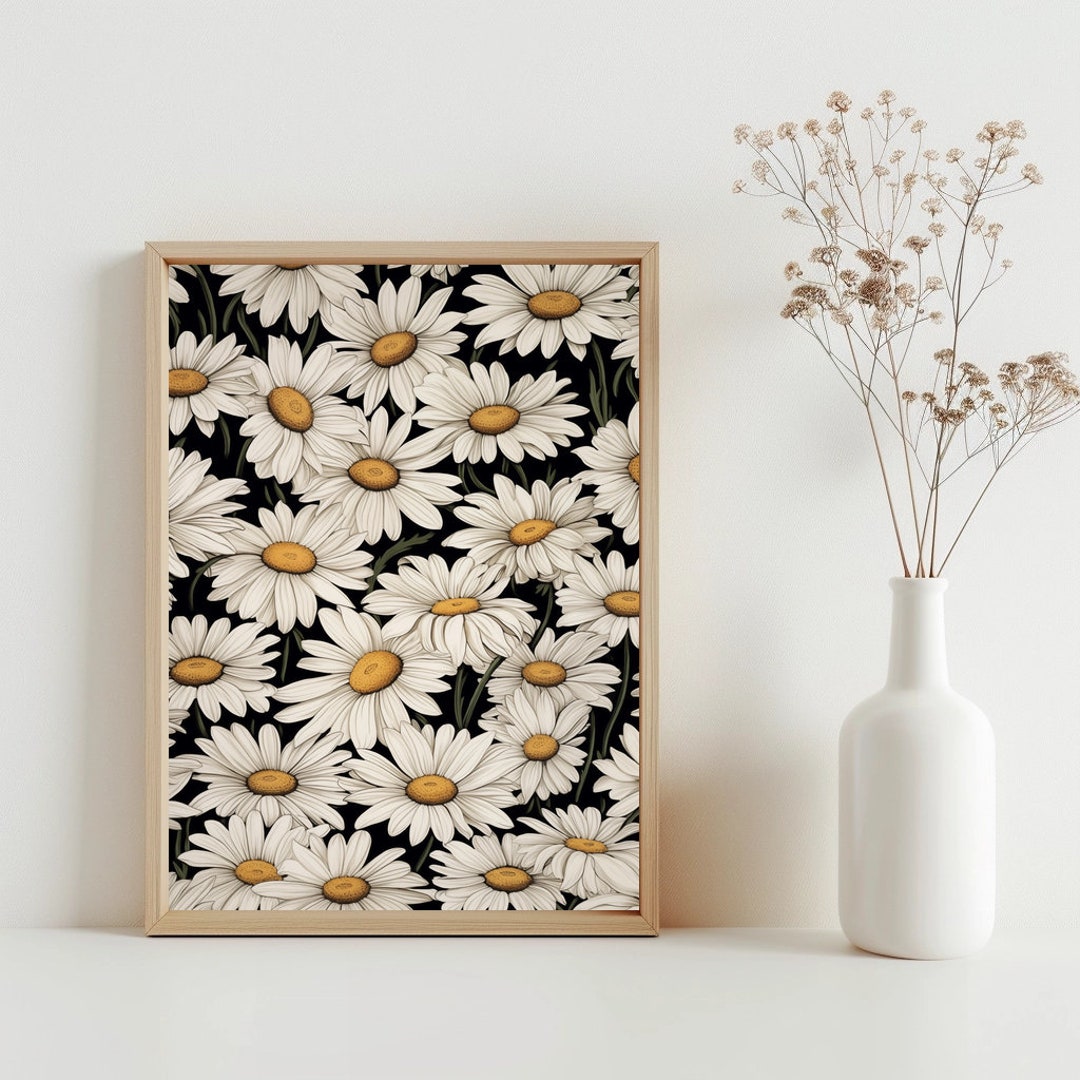 Daisy Wall Decor, Daisy Print for Posters, Digital Botanical Art ...