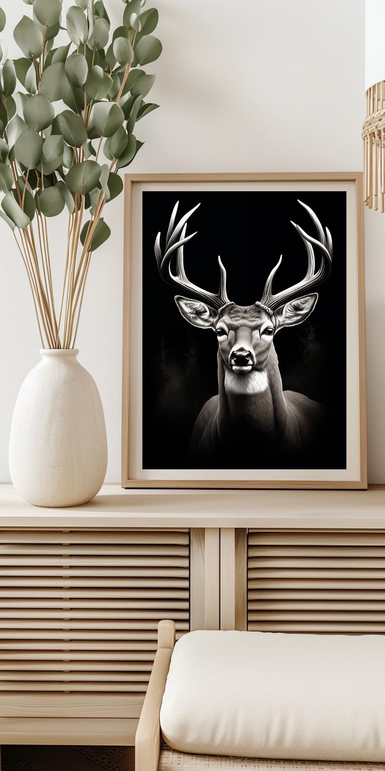 Deer Wall Art, Forest Animal Wall Decor, Hunting Art, Stag Print ...