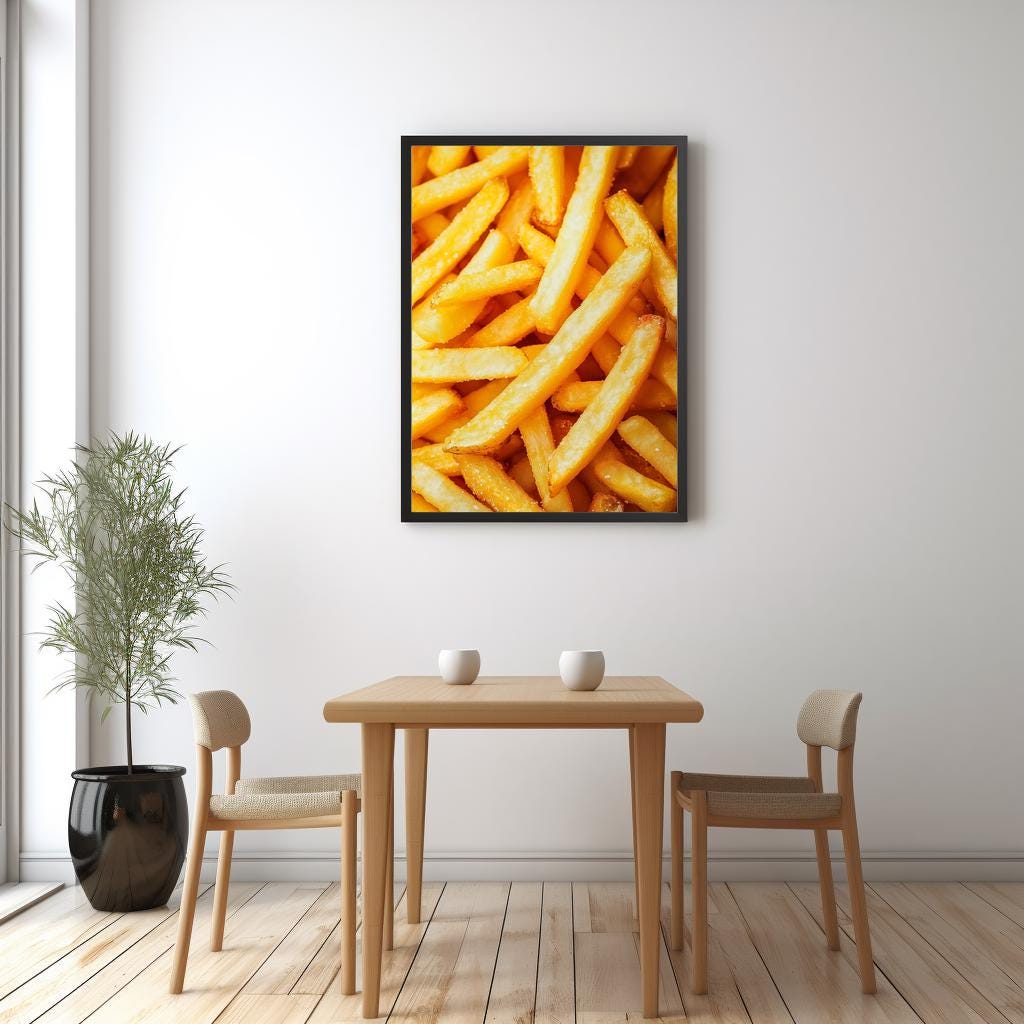 French Fries Wall Art, Fries Poster, Kitchen Wall Print, Quirky Wall ...