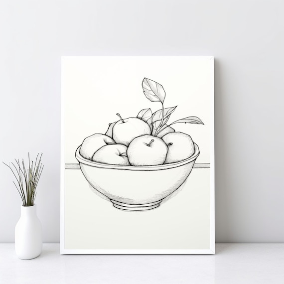 Still Life Fruit Bowl Drawing