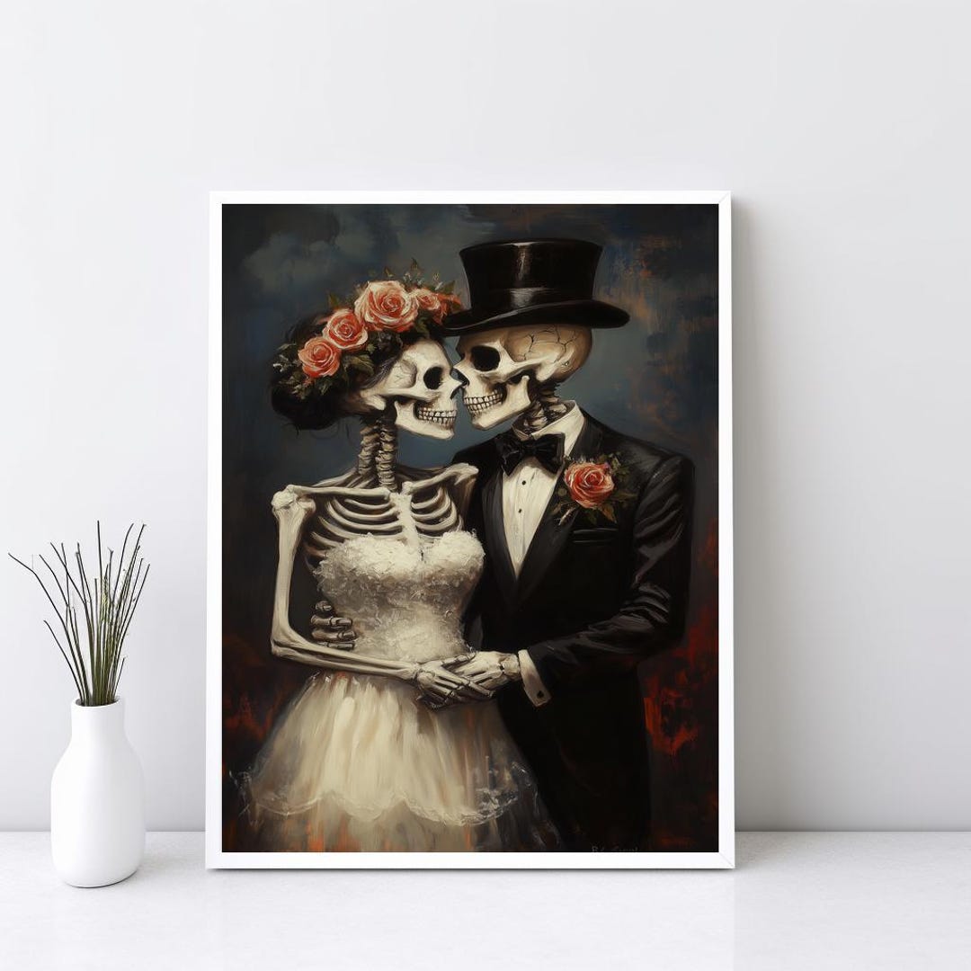 Together for Eternity, Wedding Bride and Groom Skeleton Halloween Wall ...