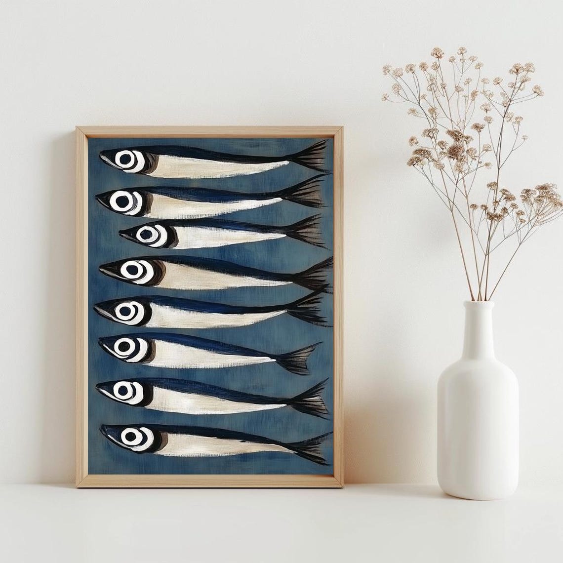 Sardine Wall Art Print, Anchovy Oil Painting, French Kitchen Art ...