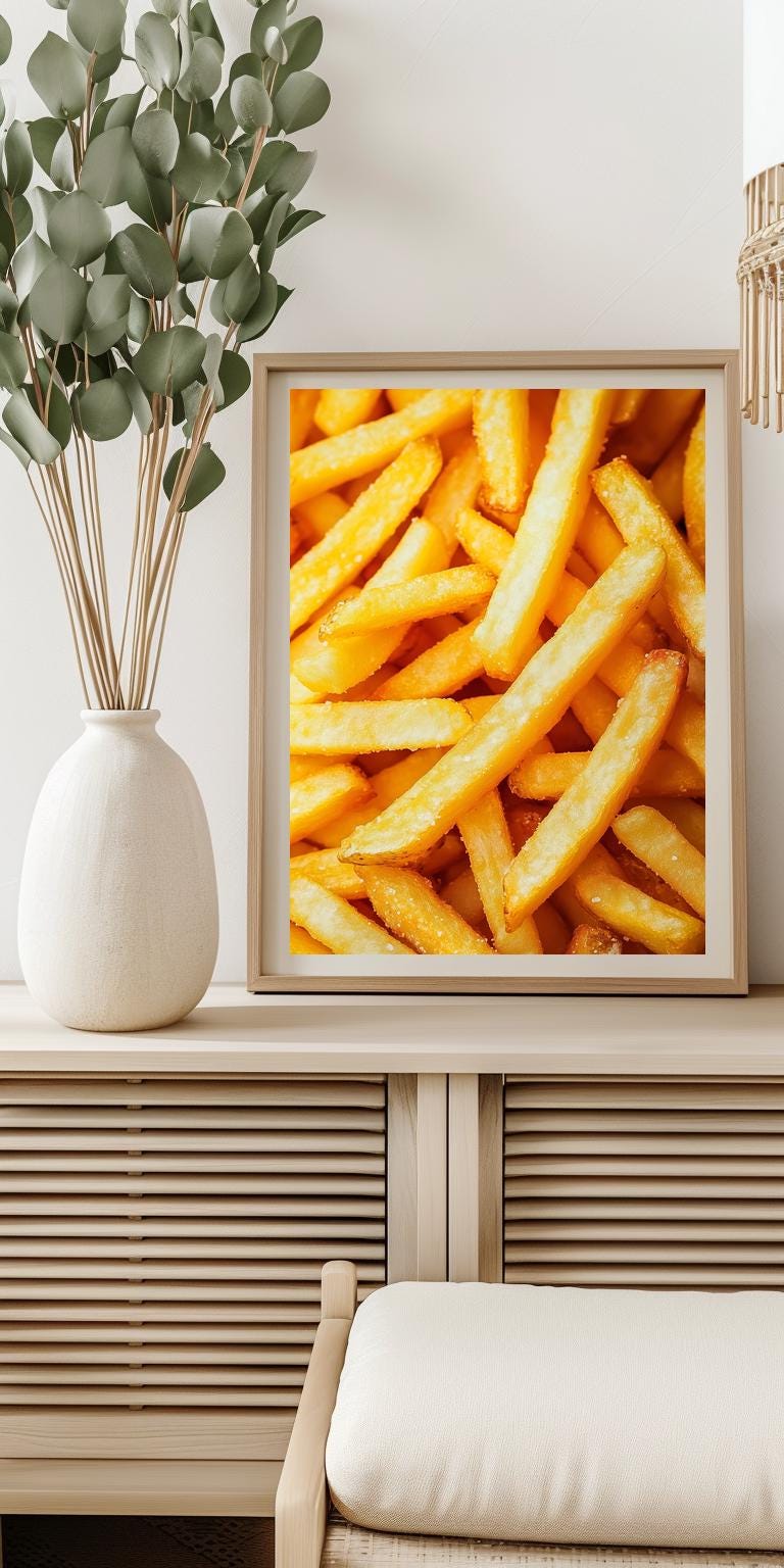 French Fries Wall Art, Fries Poster, Kitchen Wall Print, Quirky Wall ...