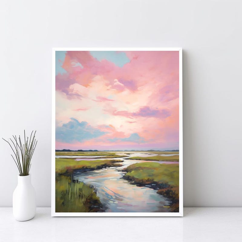 Pink Marsh Painting - Etsy
