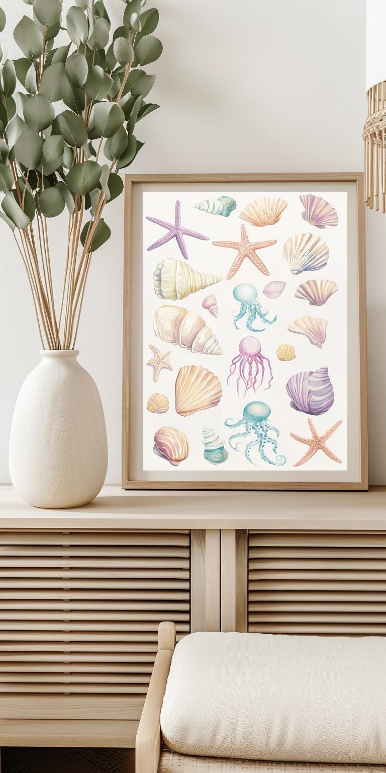 Beachy Wall Art, Preppy Seashell Wall Art, Coastal Cowgirl Dorm Decor ...