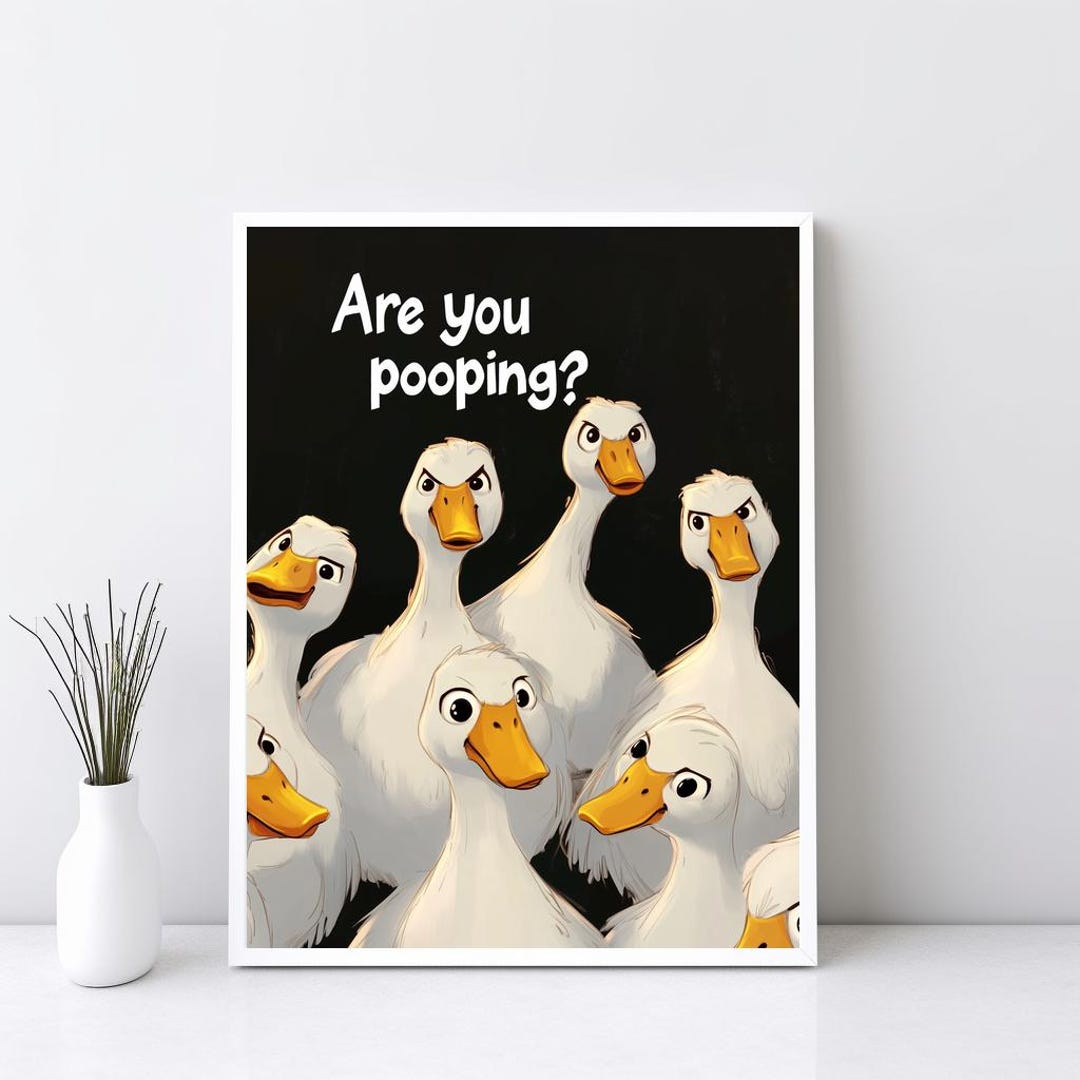 Funny Animal Wall Art, Are You Pooping Funny Bathroom Ducks, Quirky ...