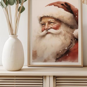 Vintage Santa Claus Painting Wall Art, Christmas Printable Wall Art ...